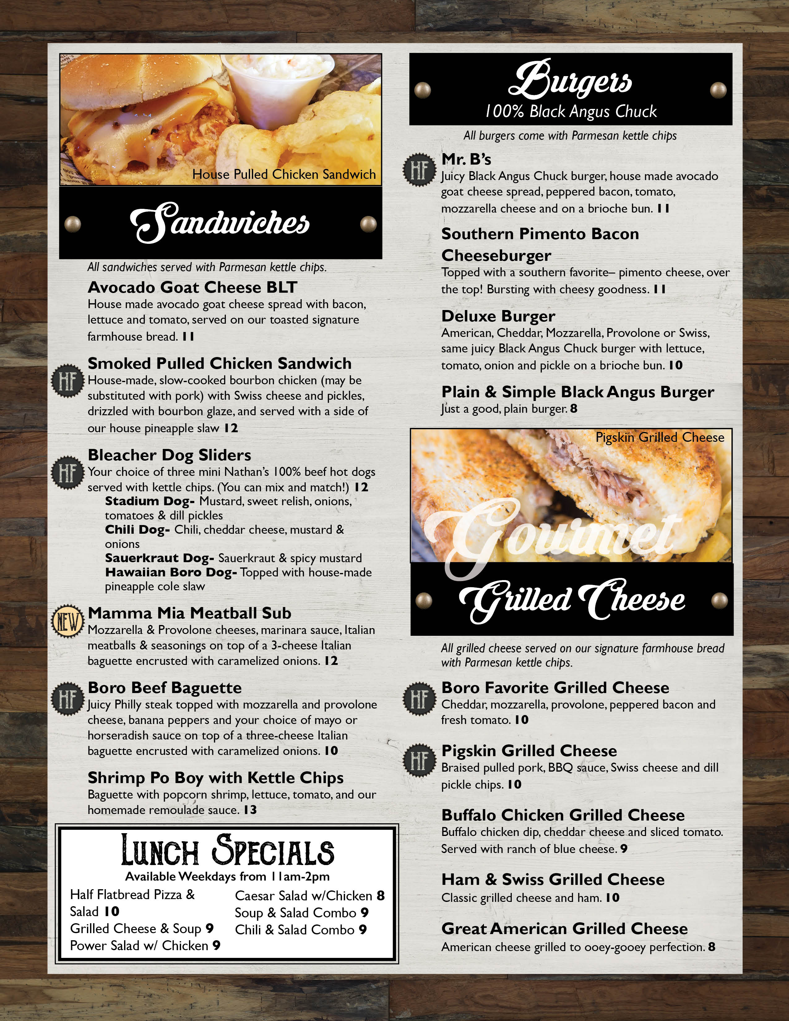 Menu | Mr. Boro's Tavern | Springboro, Ohio